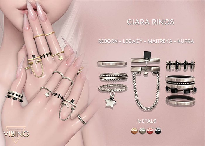 Second Life Marketplace - Vibing -- Ciara rings -- Gold